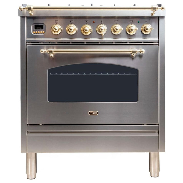 ILVE 30” 5-Burners Nostalgie Series Freestanding Dual Fuel Range with ...