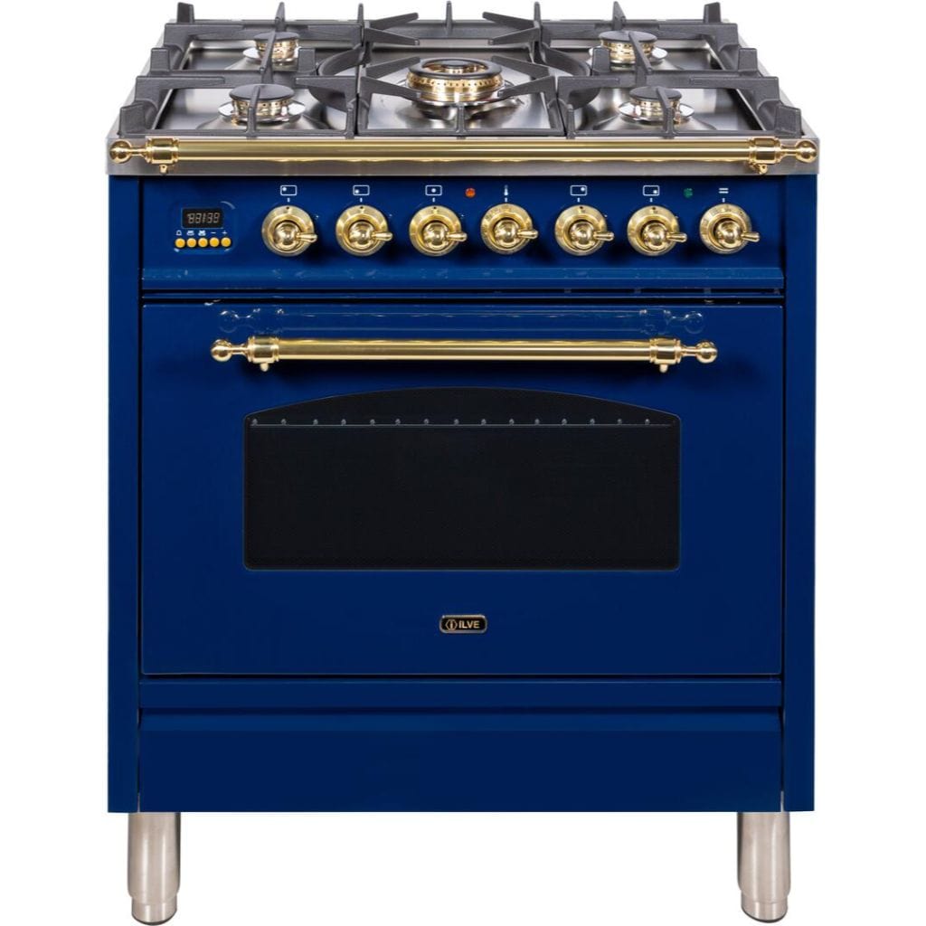 ILVE 30” 5-Burners Nostalgie Series Freestanding Dual Fuel Range with ...