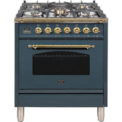 ILVE 30” 5-Burners Nostalgie Series Freestanding Dual Fuel Range with ...