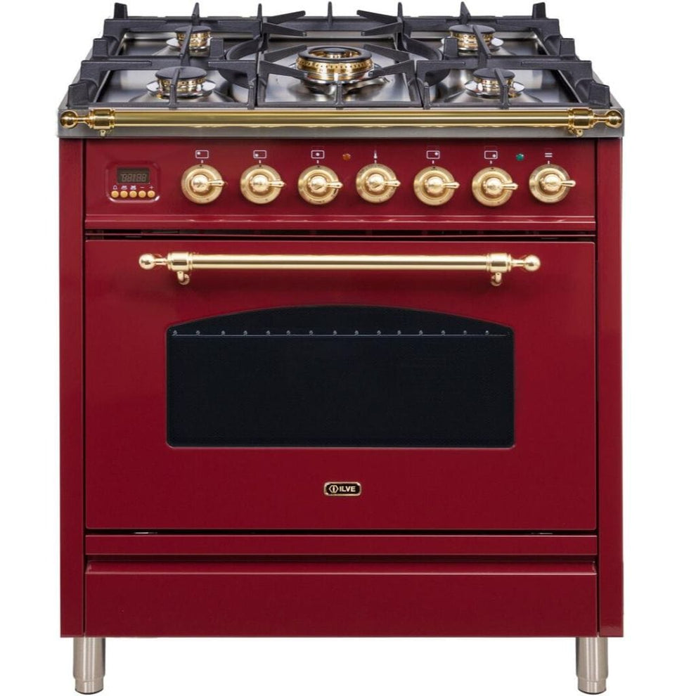 ILVE 30” 5-Burners Nostalgie Series Freestanding Dual Fuel Range with ...